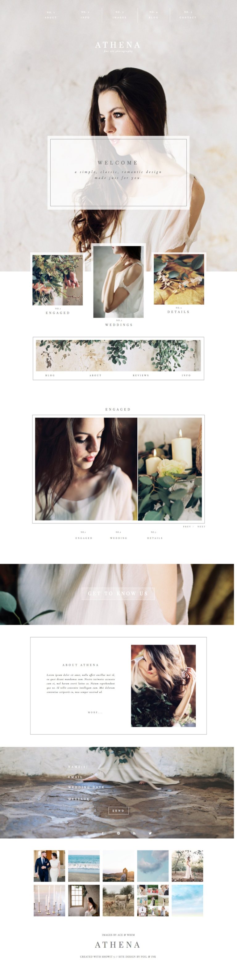 Athena - Elegant Custom Website- Foil and Ink Designs