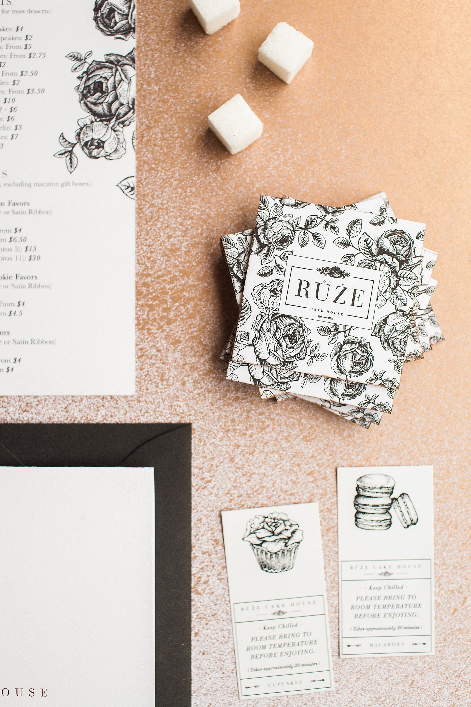 Ruze Cake House - Custom Eatery Branding - Foil & Ink