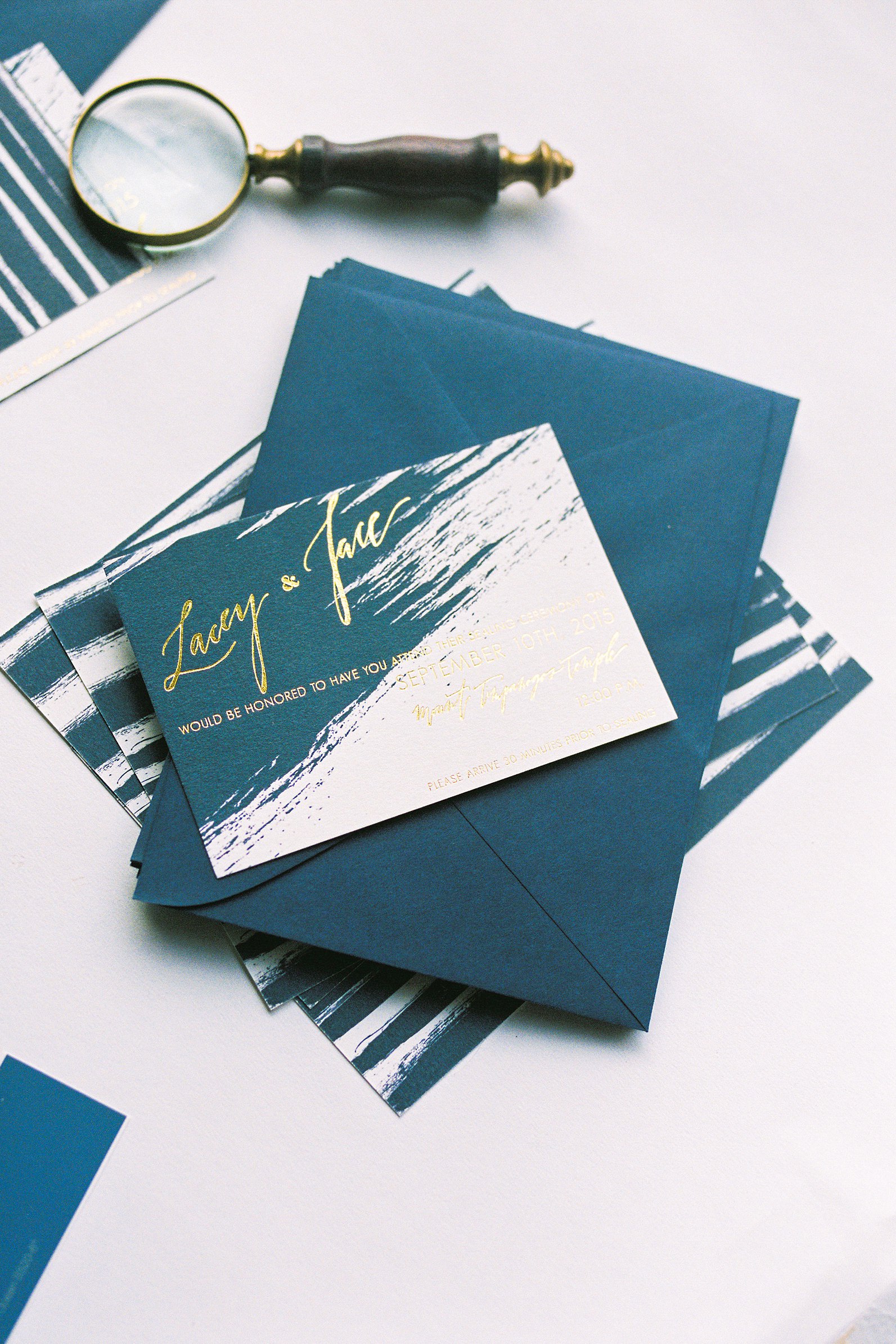 Yosemite - Raw Blue Invitation Suite - Foil & Ink