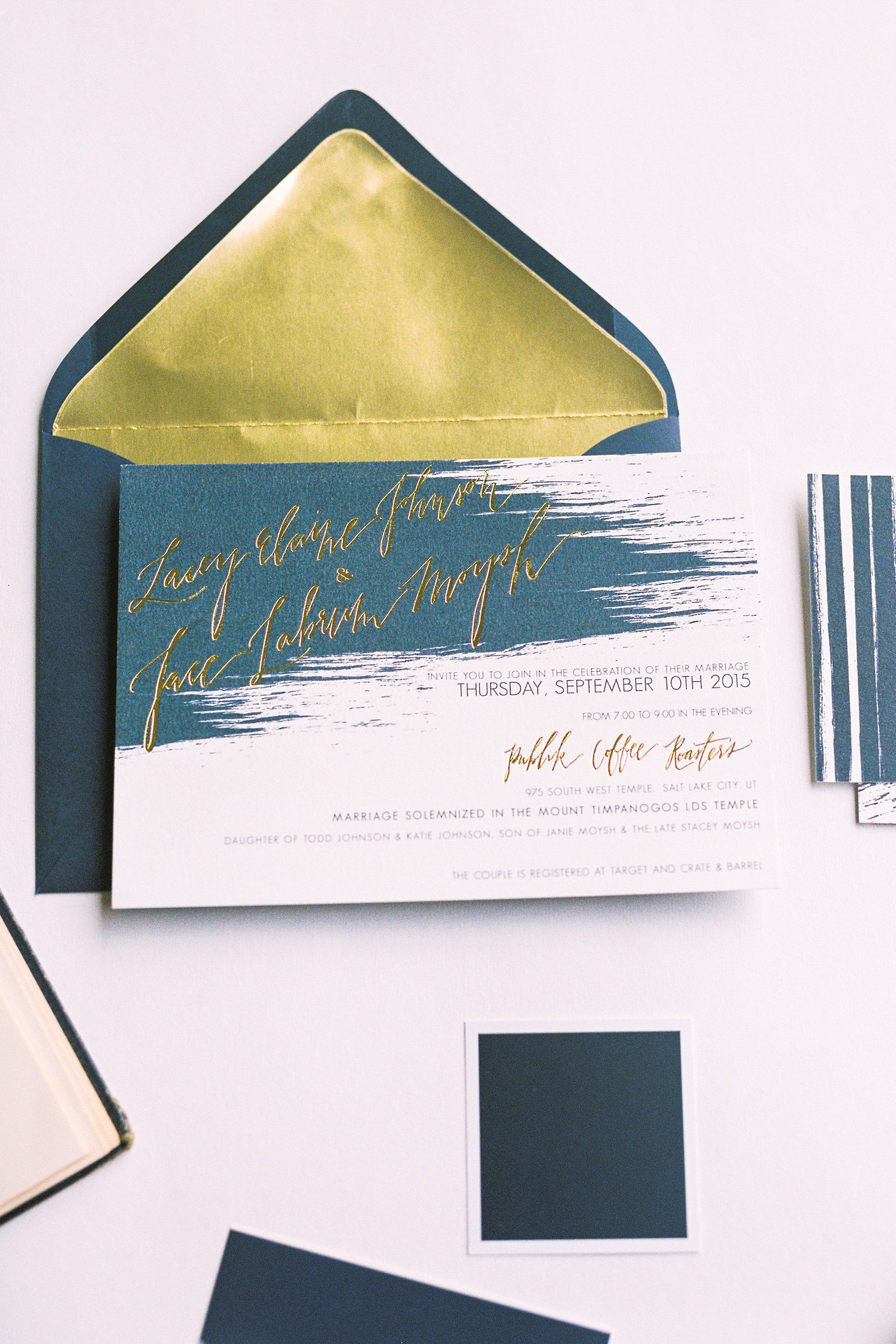 Yosemite - Raw Blue Invitation Suite - Foil & Ink