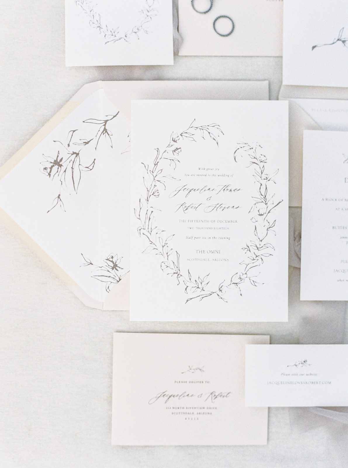 Classic Love - Hand Drawn Wedding Invitation Suite - Foil & Ink